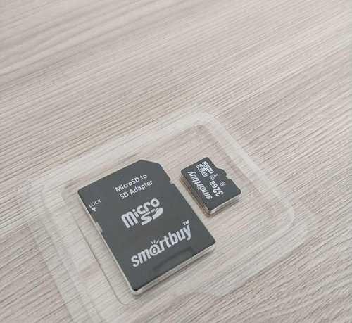 Карта памяти micro SD 32 GB smartbuy + SD Adapter