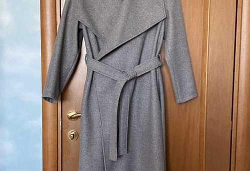 Пальто женское демисезонное серое с поясом 48 L
