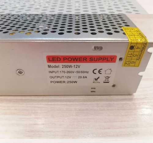 Блок питания (драйвер) для LED 12V 250W 20.8A IP20