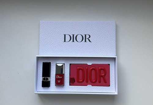 Dior набор миниатюр помада лак зеркало