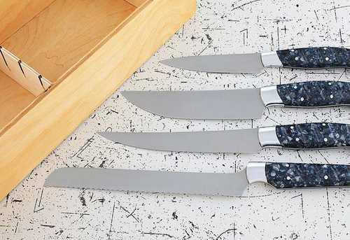 Набор кухонных ножей 95х18 - 4 шт, синий акрил