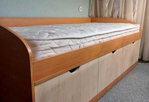 Кровать односпальная с ящиками и матрасом