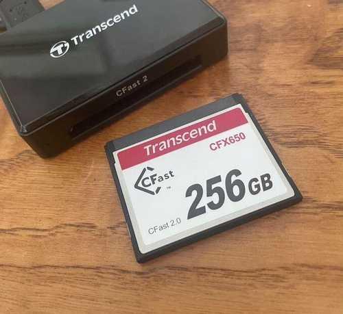 Карта памяти CFast Transcend 256GB + картридер