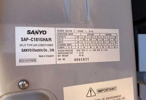 Кондиционер Sanyo SAP-K181gjha