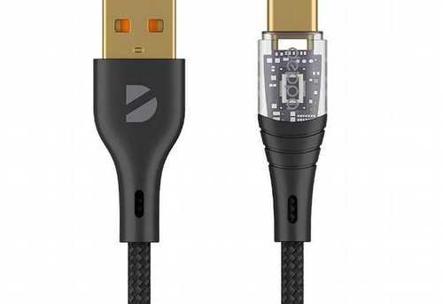 Кабель Deppa Crystal USB - USB-C 1 м, чёрный