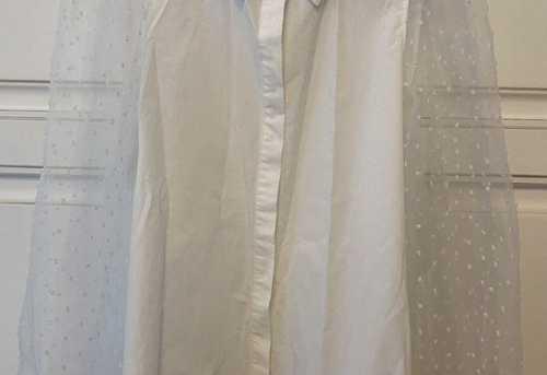 Stradivarius Рубашка блузка бел прозрачный рукав S