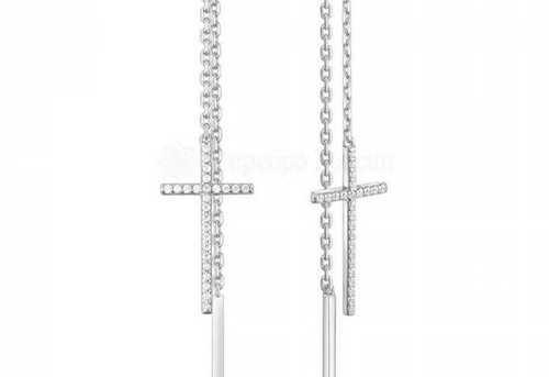 Серьги-пусеты гвоздики кресты из серебра