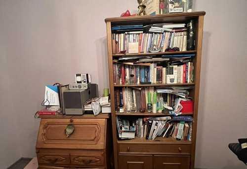 Книжный шкаф, комод со столом, столик из массива