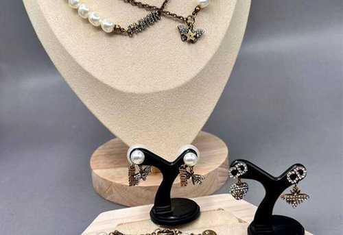 Комплект Christian Dior жемчуг майорика, цирконы