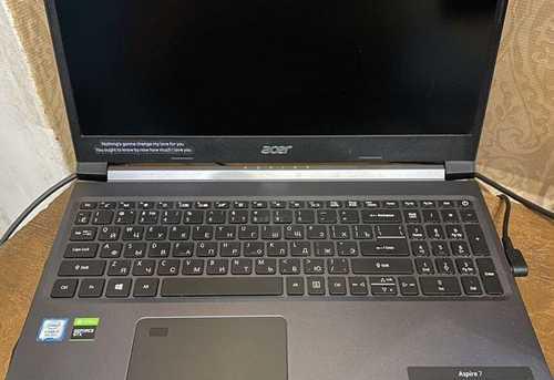 Ноутбук acer aspire 7 I7 gtx1650 Ram 32gb
