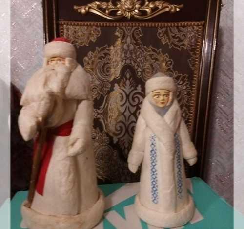 Дед Мороз и Снегурочка папье маше СССР