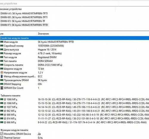 Оперативная память hynix DDR4 16Гб x99 ecc reg