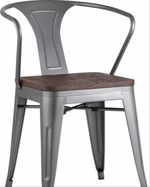 Стул-кресло Tolix Arm Dark Wood серый