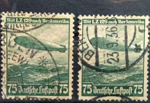 Почтовые марки Германии. 1936г. Дирижабль