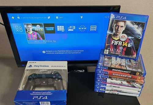 Sony playstation 4 slim 500гб 2 гемпада игры