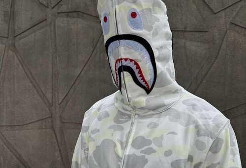 Зипка Bape Белая Светящаяся Худи Бэйп Кофта