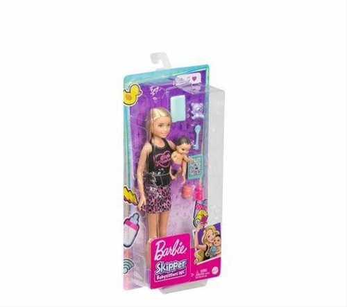 Barbie Кукла Няня в лосинах с малышом и аксессуар