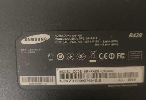 Ноутбук 14" Samsung NP-R428, 250 ГБ, Celeron T3100, RAM 2 ГБ, Intel GMA 4500MHD