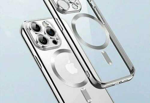 Чехол на iPhone 14 Pro MagSafe с защитой серебро