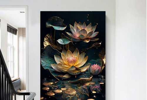 Красивая картина маслом в интерьер Лилия на воде