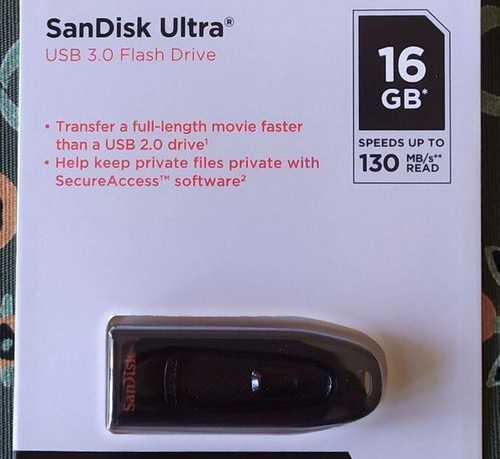 Флешка USB Sandisk Ultra 16гб, USB3.0