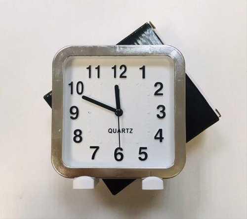 Часы с будильником кварц, квадрат 13х13 см