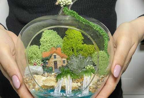 Флорариум миниатюра суккуленты подарок букет дом