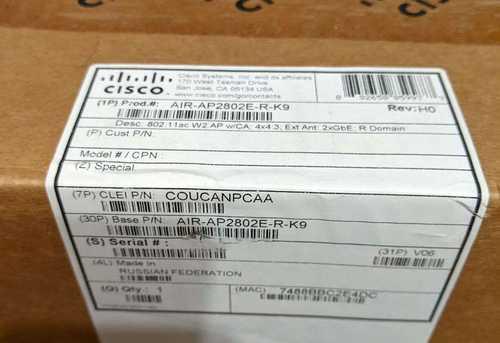 Точка доступа Cisco Wi-fi AIR-AP2802E-R-K9