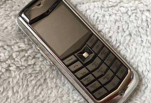 Vertu Constellation Polished Stainless Steel Black Leather