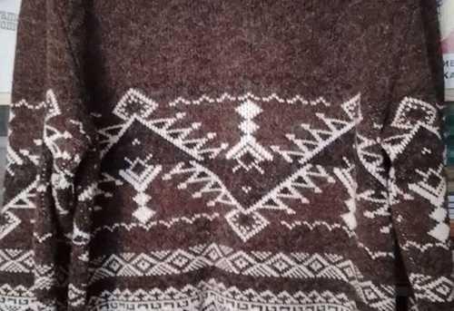 Муж. зимний вязаный свитер с орнаментом, разм 52