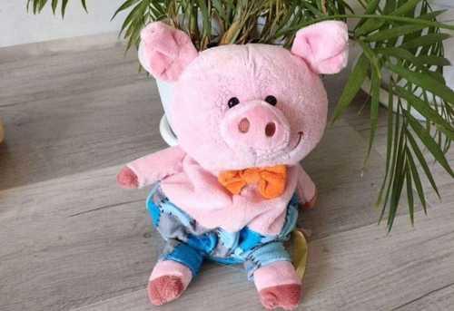 Игрушка свинка розовая мешок подарочный