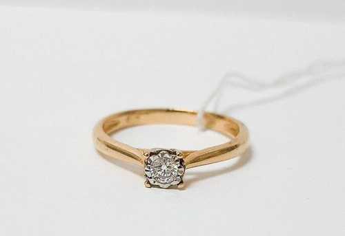 Золотое кольцо с бриллиантом 16 р (22550)