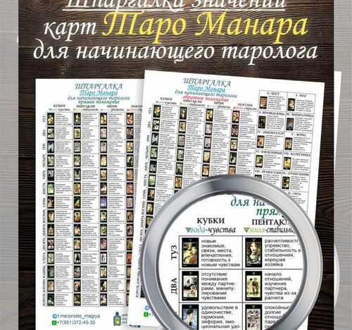 Шпаргалка Таро Манара