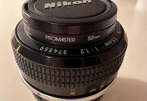 Объектив Nikon: Nikkor 55mm 1:1.2