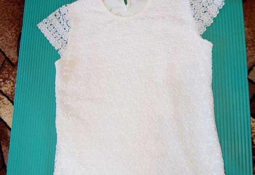 Блузка для девочки школьная с кружевом 164-44р