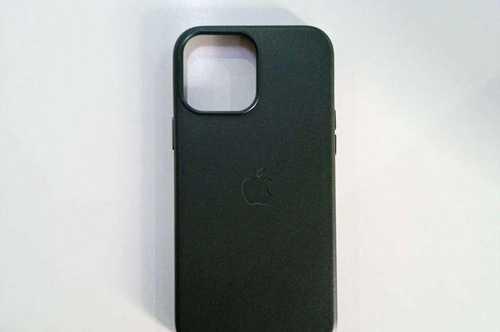 Кожаный чехол на iPhone 13 Pro Max Темно-зеленый