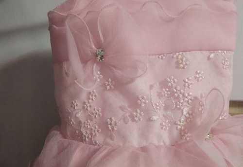 Платье для девочки нежно - розовое на 2-3 годика