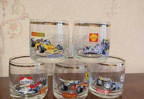 Чешские стаканы для виски с машинками Формула1