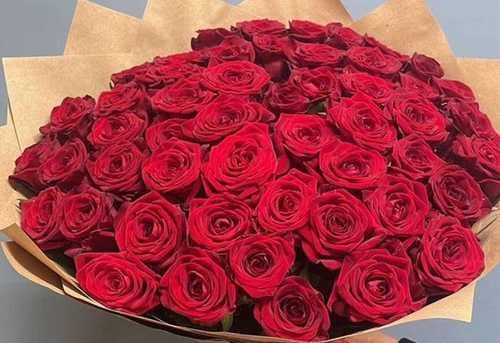 Цветы букеты 101 роза 70 см