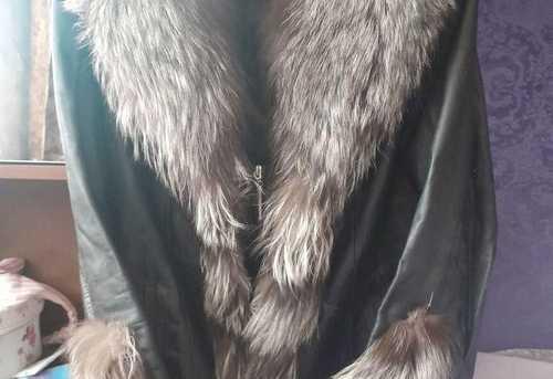 Куртка кожаная женская с нат. мехом 46