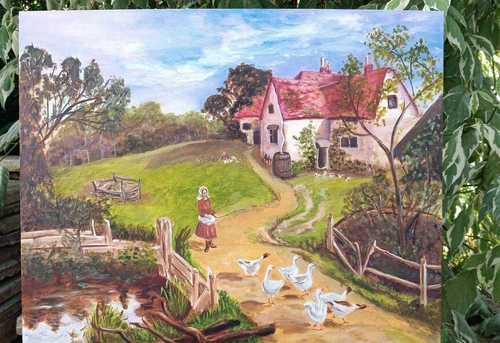 Картина маслом деревенский пейзаж в Англии