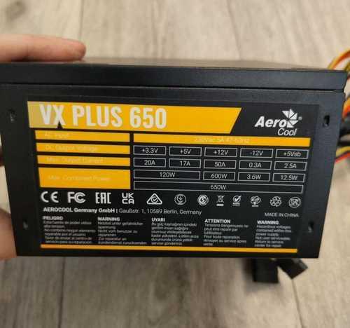 Блок питания aerocool Vx plus 650w