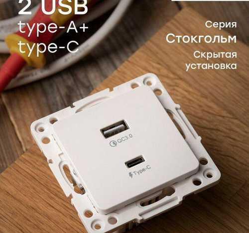 Механизм Розетки с 2USB type-A