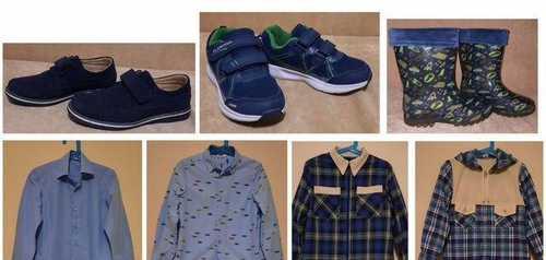 Школьная обувь и рубашки 122-128 (комплект вещей)