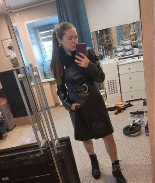 Пальто кожаное S Турция