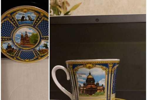 Чашка с блюдцем дулево с видами Санкт-Петербурга