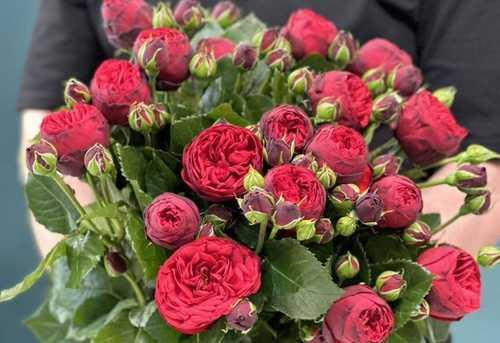 Кустовая пионовидная розы Красивый свежий букет