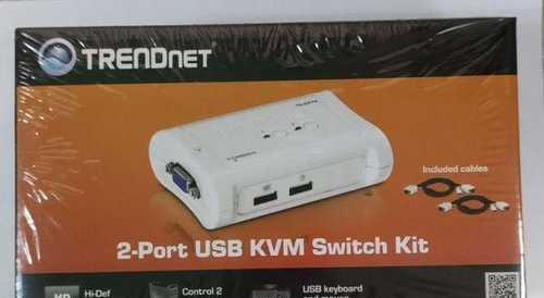 KVM-переключатель белый trendnet TK-207K двухпорт