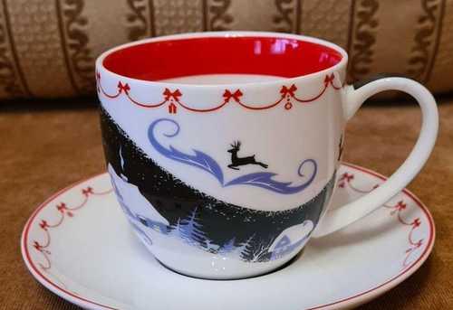 Чашка с блюдцем Зимняя сказка керамика