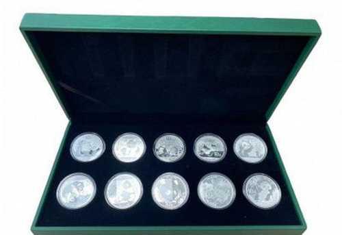Набор монет "Панда" 2011-2020г. 305,5г. серебро